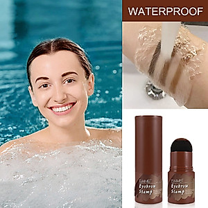 Moulis One Step Eyebrow Stamp & Professional Stencil Kit, with 10 Reusable Stencils, Pen Brush, Trimmer, Long Lasting Waterproof, Hairline Shadow Powder Stick (Dark Brown)