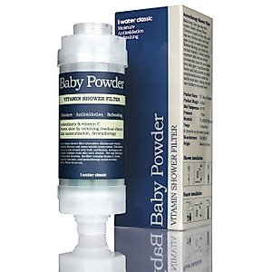 i-Water Classic Vitamin C Aromatic Shower Filter Baby Powder | Easy to install | 5 Flavors | Removes Contaminants Like Chlorine for Brighter Skin and Hair…