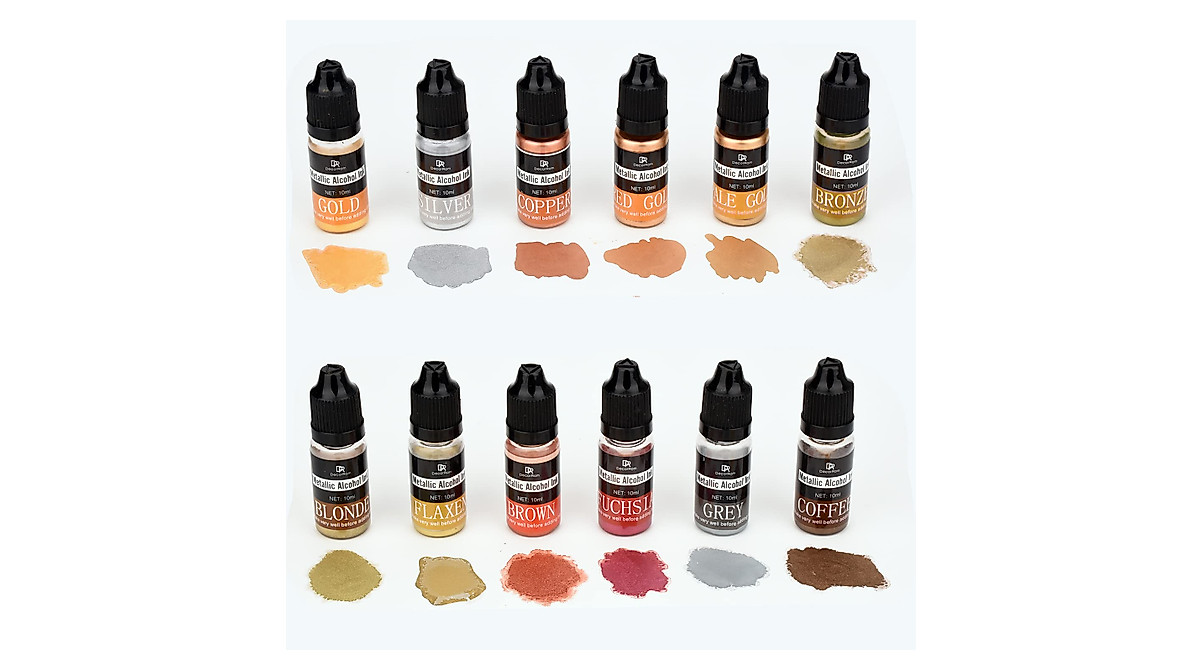 Metallic Alcohol Ink Set - 12 Shimmering Colors