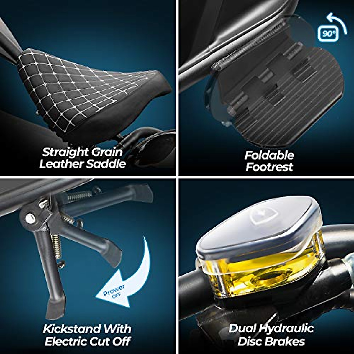 eAhora DOT Approved M8 Electric Motorcycle for Adults, 37MPH 2000W Motor 60V 30Ah Lithium Battery 40 Miles Range, Vacuum Tires Full Suspension Dual Hydraulic Brakes, 1-2 Persons Street Legal Bike