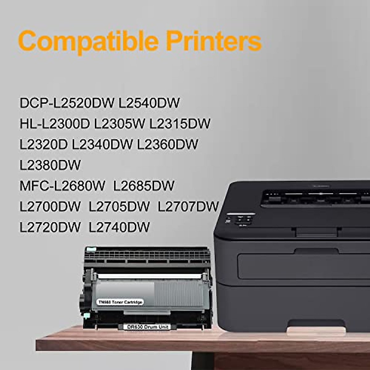 Compatible Toner Cartridge and Drum Unit Replacement for Brother TN660 TN630 TN-630 DR630 for MFC-L2700DW HL-L2300D HL-L2340DW HL-L2380DW DCP-L2540DW Printer (1 Black Toner + 1 Drum Unit)