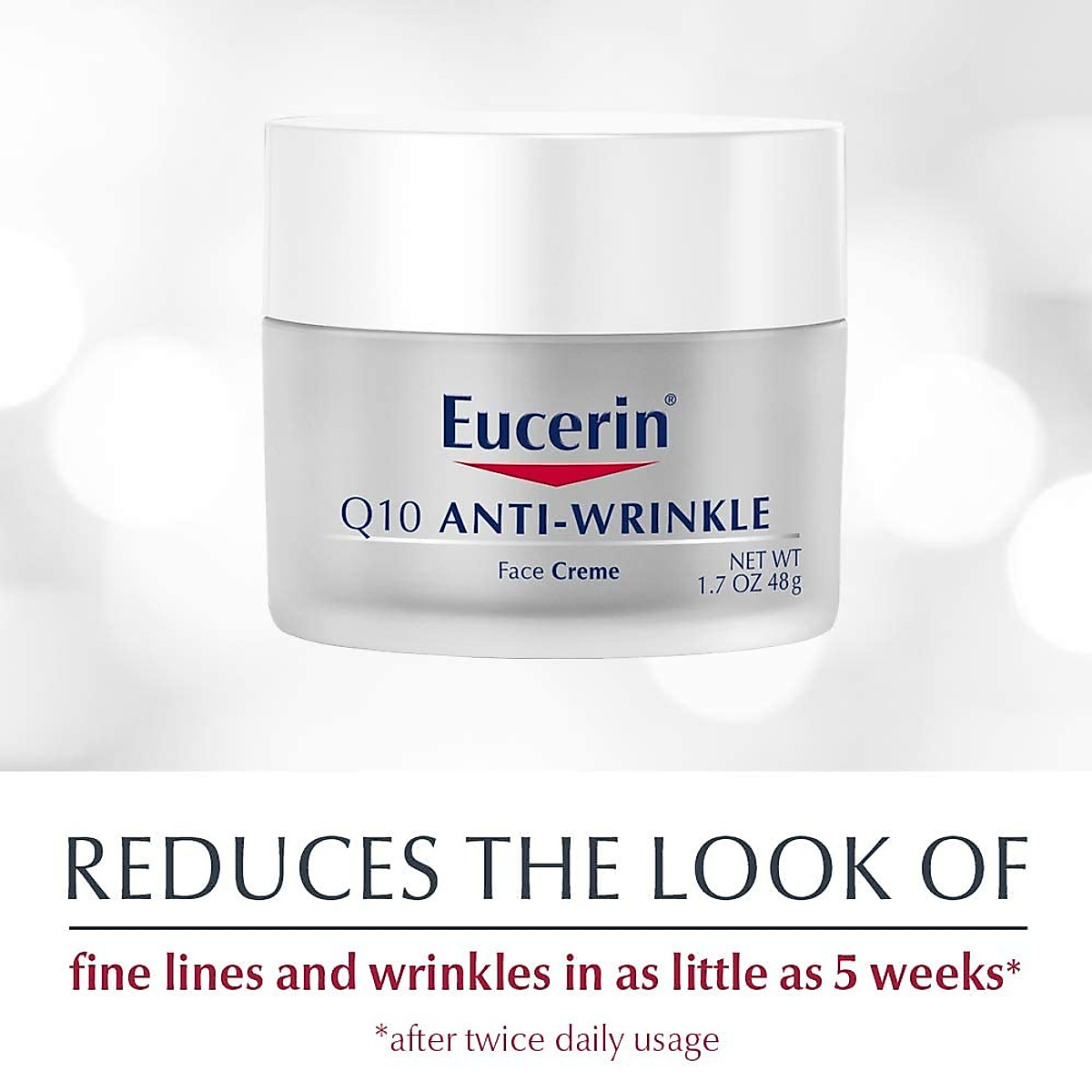 Eucerin Q10 Anti-Wrinkle Sensitive Skin Creme 1.70 Ounces each (Value Pack of 4)