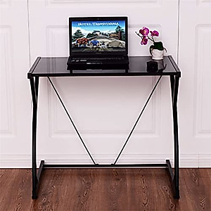 MJWDP Glass Desktop Computer Desk PC Laptop Desk Writing Study Workstation Home Desk Z Shape Desk