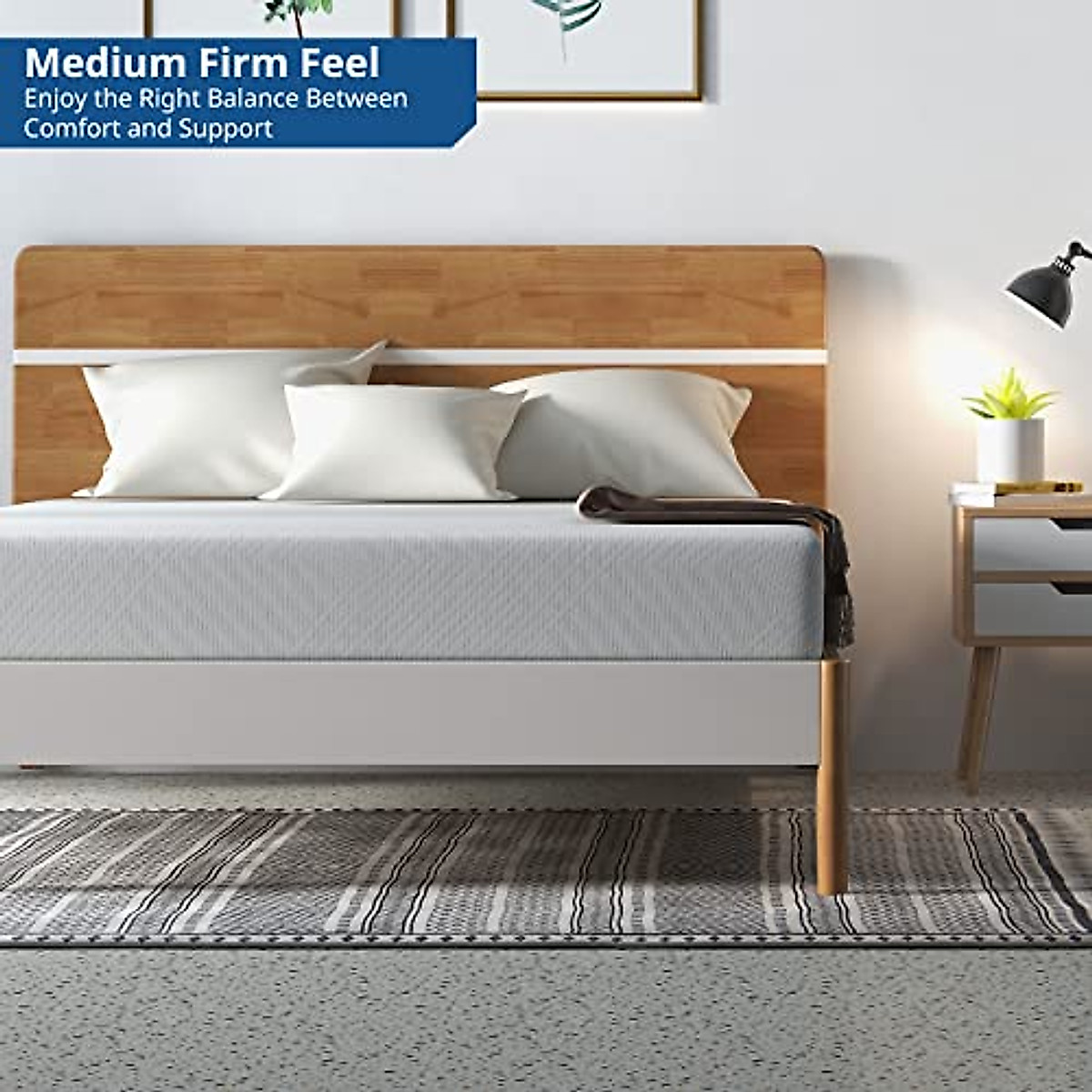 FONTOI Queen Size Mattress in a Box, 8 inch Bed Mattresses, Cooling Gel Green Tea Memory Foam, Medium Firm