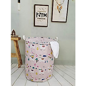 Storage Baskets Waterproof Foldable Organizer Large Storage Bins for Dirty Clothes Home and Office Toy Organizer Laundry Hamper(Pink Llama)