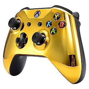 eXtremeRate Chrome Gold Front Housing Shell Faceplate for Xbox One S & Xbox One X Controller - Controller NOT Included