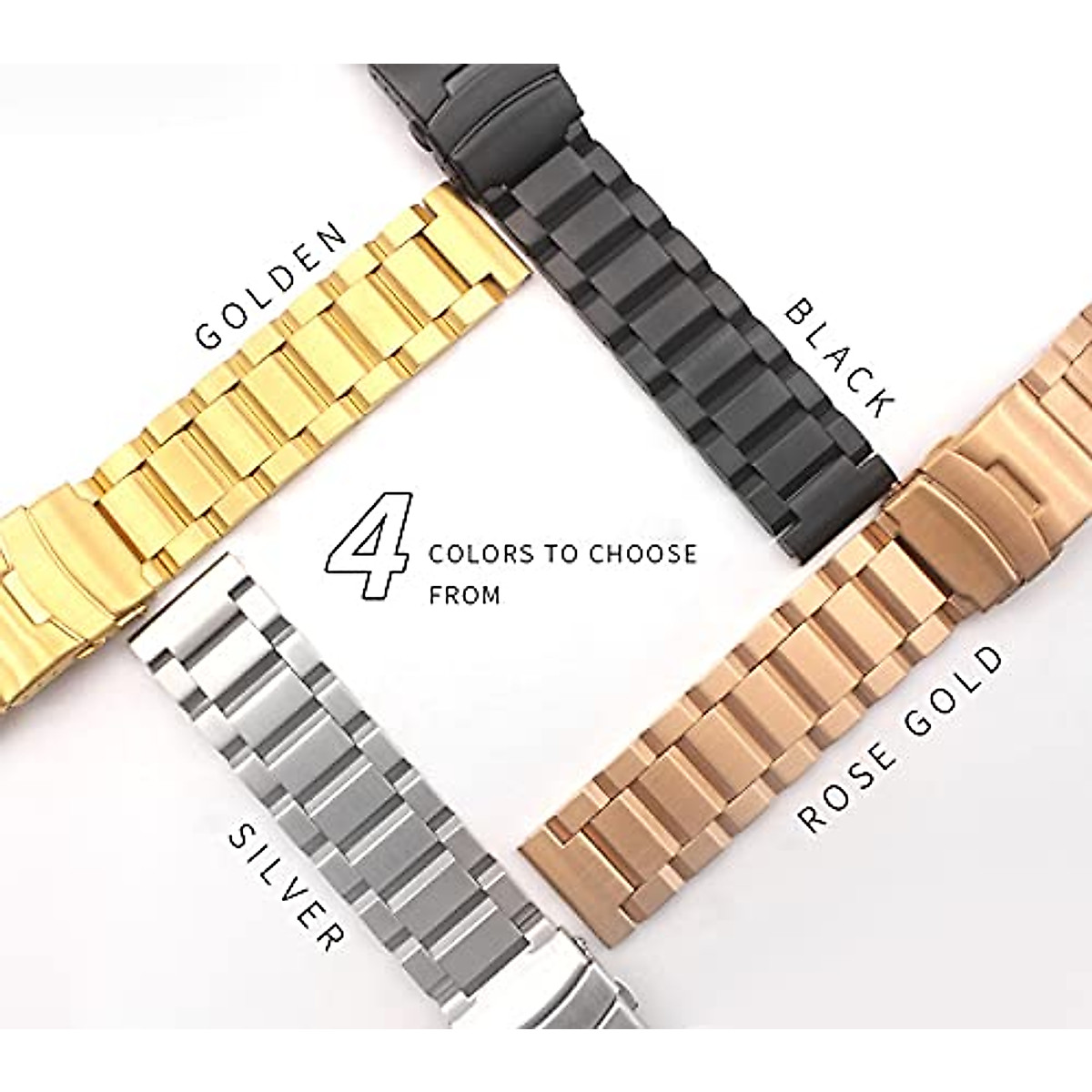 Stainless Steel Watch Band Metal Quick Release Watch Strap for Men Women Replacement Wristband General Adjustable Solid Metal Straight End Bracelet 18mm 19mm 20mm 21mm 22mm 23mm 24mm 25mm (19mm,Rose Gold)