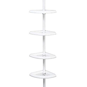 Zenna Home Tension Pole Shower Caddy, 4 Shelves, Adjustable, 60 to 97 Inch, White