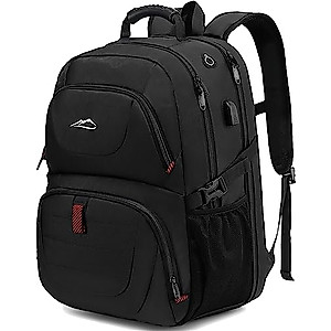 ProEtrade Travel Backpack, Extra Large Laptop Backpack School Business Anti Theft TSA Approved College Work Computer Bag Fits 17 Inch Laptop with USB Charging Port Bookbag for Women Men(Black)