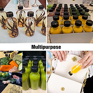 80 Pack, 2 oz Small Glass Bottles with Airtight Lids, 60 ml Empty Clear Sample Boston Bottle/Vials/Containers with180 Sticky Labels, Brush, Funnels