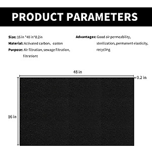 99JGDAX Carbon Fabric Filter Replacement Cut To Fit Charcoal Hepa AC Vent Filter Activated Carbon Air Filter Fabric Sheet Carbon Pad 16 x 48 inch