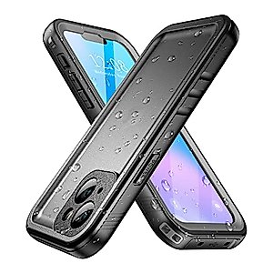 SPORTLINK Compatible with iPhone 13 Mini Waterproof Shockproof Case with Built in Screen Protector - Full Body Heavy Duty Dustproof Rugged 360°Full Sealed Protective Cover 5.4 Inch (Black)