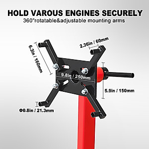 BIG RED T26801 Torin Steel Rotating Engine Stand with 360 Degree Rotating Head and Folding Frame: 3/4 Ton (1,500 lb) Capacity, Red