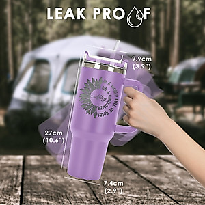 LifGif Sunflower Personalized Tumbler 40 oz Laser Engraved, Insulated Cup with Handle, Lid and Straw, In a World Full of Sunshine Stainless Steel Large Vacuum Insulated, Custom Gift for Birthday