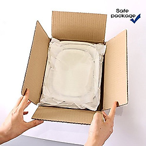 Webake Enamelware Roasting Pan 3 Pack Enameled Steel Oblong Pie Pan Pie Dish Roaster Pan Food Containers, Solid White with Blue Rim