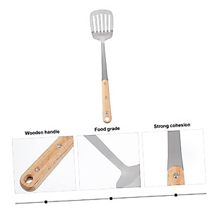 HOMSFOU 3 Sets Shovel Metal Cooking Spoons Stir Fry Spatula Handle Spatula Egg Spatula Wok Turner Spatula Turner Skimmer Ladle Non Stick Pan for Eggs Kitchen Utensils Soup Set Log Barbecue