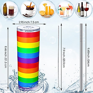 Geiserailie Rainbow Pride Flag Tumbler, Gay Pride Lesbian LGBT Pansexual Gift, Rainbow Striped Water Mug, LGBT Awareness Month Gifts, 20 oz Stainless Steel Insulated Water Tumbler (Rainbow)