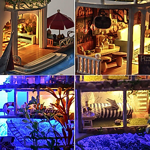 UniHobby DIY Miniature Dollhouse Kit,UniHobby DIY Dollhouse kit Tiny House Wooden Toy Gift with Furniture Dust Proof LED Lights for Adults