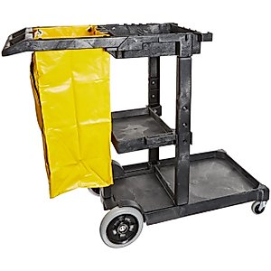Impact 6850 Janitor's Cart with 25-Gallon Yellow Vinyl Bag, Polyethylene, 48" Length x 20-1/2" Width x 38" Height, Gray