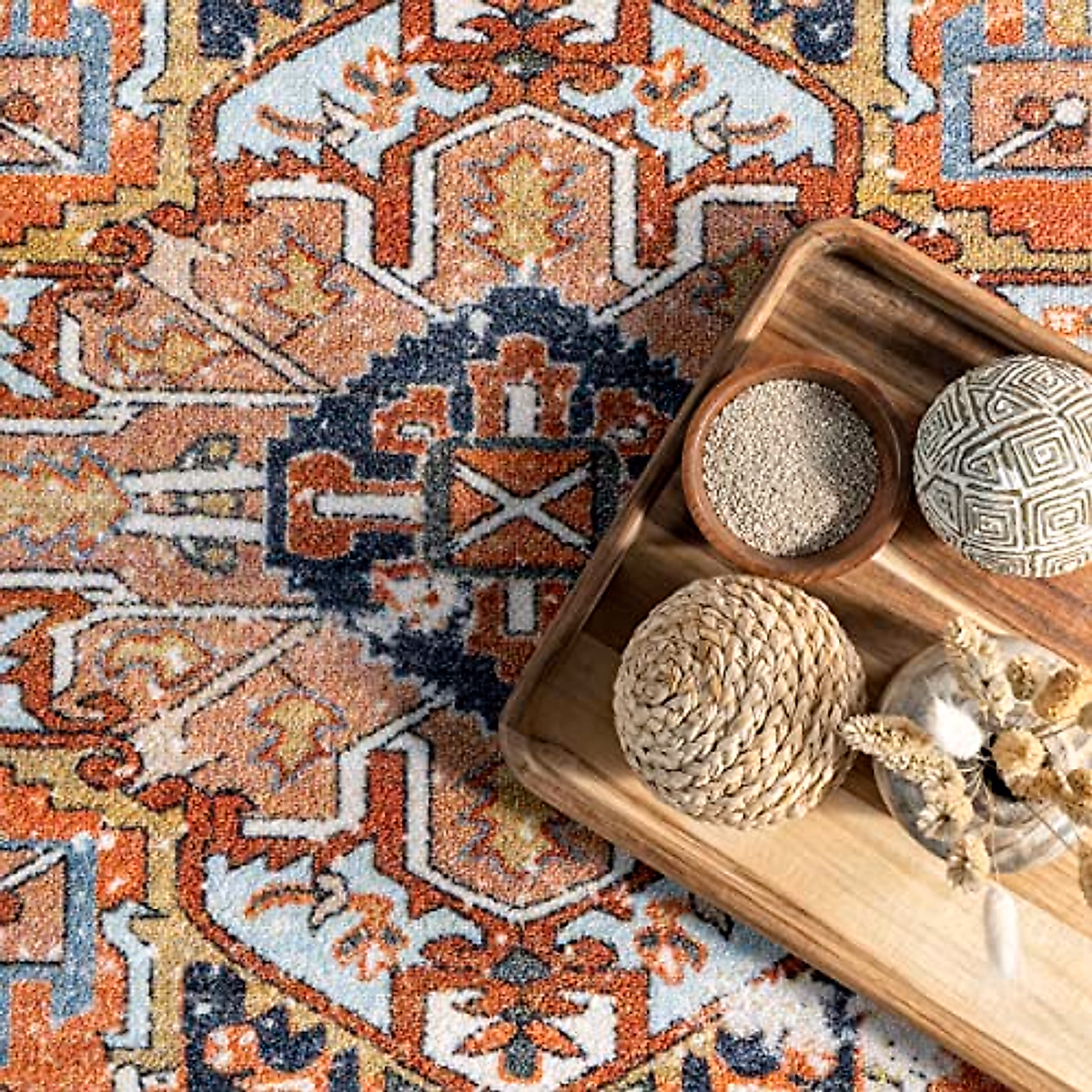 nuLOOM Florence Vintage Persian Runner Rug, 2' 6" x 6', Rust