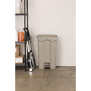 Safco Products Plastic Step-On Trash Can 9922TN; Tan; Hands-Free Disposal; 17-Gallon Capacity