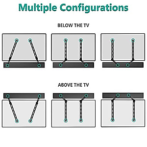 WALI Sound Bar Mount Bracket, for Mounting Above or Under TV, with Adjustable 3 Angled Extension Arm, Fits Most 23 to 65 Inch TVs, up to 33 lbs (SBR202)