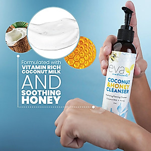 Eva Naturals Coconut & Honey Cleanser Hydrating Foaming Cleanser - Moisturizing, Non-Stripping Daily Acne Face Wash For All Skin Types - 6 Fl Oz