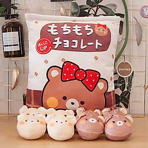 Nenalayo Cute Bag of Chocolate Bear Plush Toy Soft Throw Pillow Stuffed Animal Toys Creative Gifts Room Decor Creative Gifts for Girls
