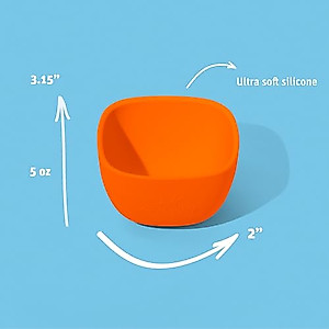 Avanchy Baby Bowls Silicone MINI Prep Bowl Set for Babies Kids Toddler for Feeding Food 4 oz, Orange