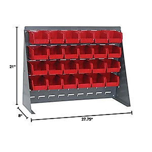 Quantum Storage Systems QBR-2721-220-24RD Ultra Bin Complete Bench Rack Package with 24 Ultra Bins, 27" x 8" x 21", Red