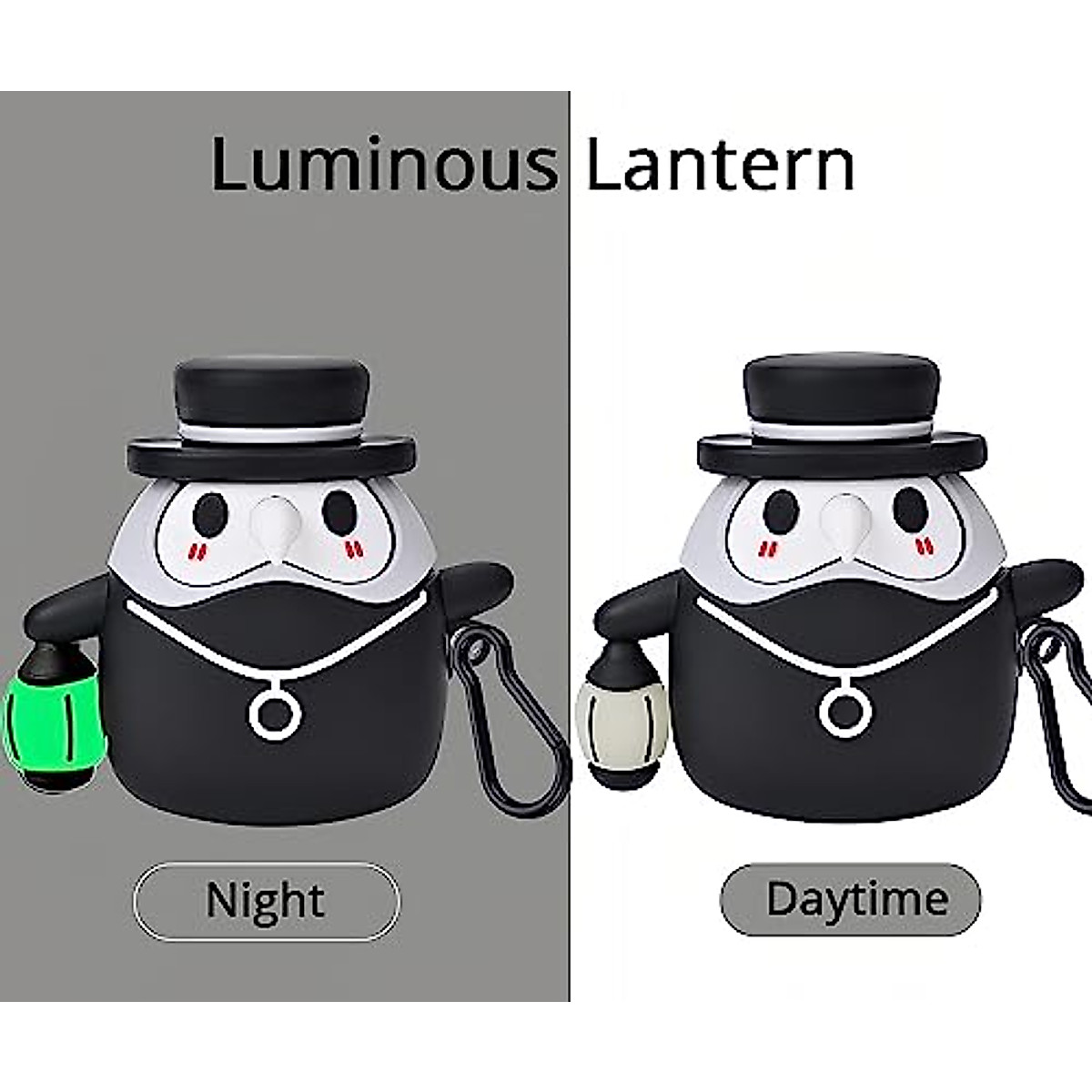 HooYiiok Airpod Case 2nd Generation,Cute Airpod Case 1st Generation Luminous Beak Doctor Design,Cool Kawaii Airpods Cases Cover with Keychain for Women Men (Black 1st/2nd Case)