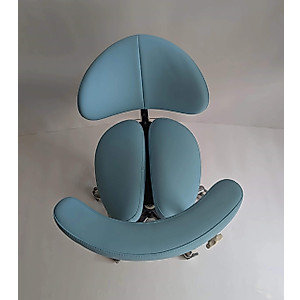 LINCHARM.COM Medical Dental Saddle Assistant Chair Stool with Rotatable Arm and Ergonomic Back Support for Dentist Operator Seating in Dental Clinics, Microfiber Leather (C13 Black)