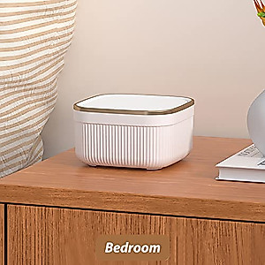 Aiabaleaft Plastic Mini Desktop Trash Can,Wastebasket with Press Type Lid, Countertop Mini Garbage Cans for Kitchens,Offices, Living Room, Makeup Table (Green)