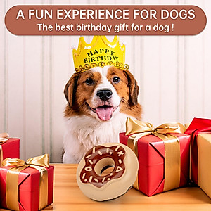HOWWFALY Donut Dog Toy, TPR Durable Chewy and Fun Soundmaking Dog Toy,Dog Chew Toys for Aggressive Chewers Teeth Grinding Dog Birthday Gifts Interactive Toys for Small/Medium/Large Dog Breeds(Black)