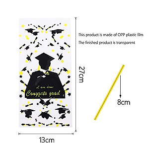 TJCGCKK Graduation Grad Cello Bag Candy Cellophane Bag Goody Bags Party Favors Treat Bags with Ties Graduation Party Supplies