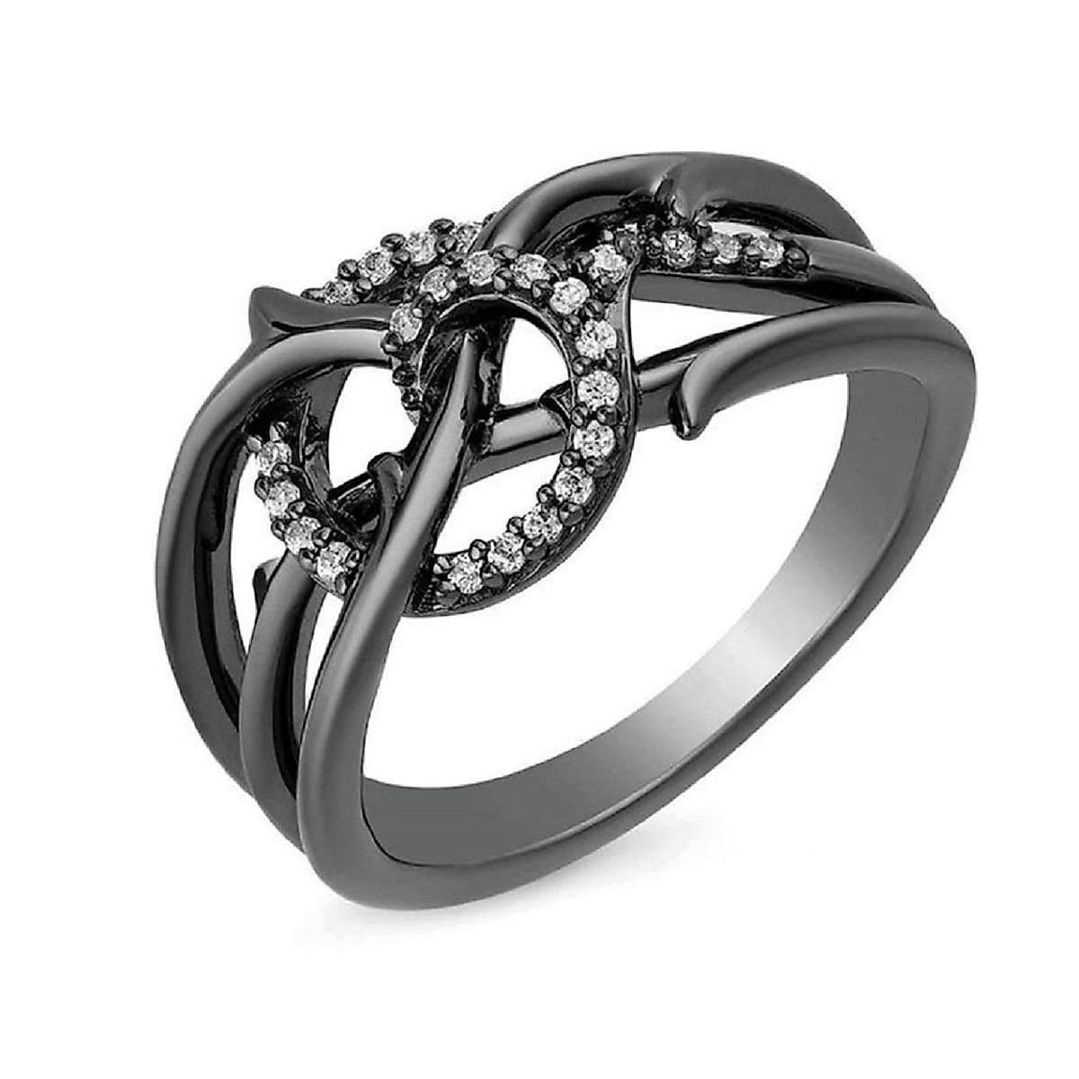Ritika Created Round Cut White Diamond in 925 Sterling Silver 14K Black Gold Over Enchanted Villains Maleficent Diamond Wedding Engagement Ring for Women's