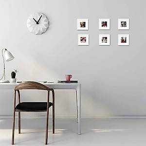 Golden State Art, 6x6 White Photo Frame-Display Photos 4x4 with White Mat or 6x6 without Mat - Solid Wood, Real Glass, Set of 4 (Wall Display)