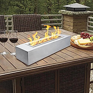 Royxen Tabletop Fire Pit 18 Inch Concrete with Lid, Large Size Rubbing Alcohol Fireplace Indoor Outdoor Fire Bowl