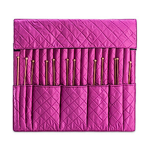 DeNOA Knitting Needle Storage Case - Crochet Hook Folding Organizer Travel Wrap - Orchid