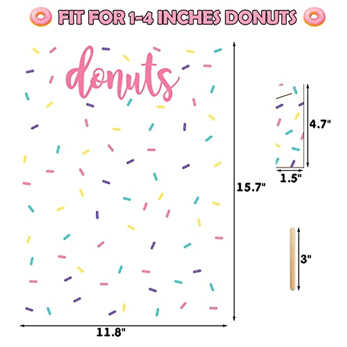 Huray Rayho Sprinkles Donut Wall Party Decoration Doughnut Food Buffet Display Stand Dessert Table Pegboard Treats Holder Centerpieces Ideas Reusable Rainbow Colorful Dashes Board Set of 1