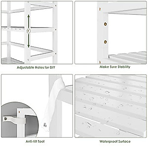 Bamjoy Bookshelf, 6 Tier Bamboo Shelf Adjustable Storage Shelves, Freestanding Tall Shelving Unit Plant Stand for Bathroom Home Office Kitchen Living Room, 23.6W x 10.2D x 63.4H White