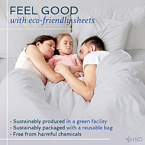 Hotel Sheets Direct 100% Cotton Sheets, Percale Sheets, Certified Made in Green, Cooling Hotel Sheets, Breathable & Crisp Bed Sheets, Deep Pocket 4 Pc Grey Sheets Set (Queen)