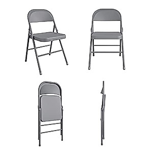 CoscoProducts COSCO All- Steel Folding Chair, 4-Pack, Gray