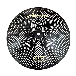 Arborea Low Volume Cymbal Pack Black 14"hi-hat+16"crash+18"crash+20"ride 5 Pieces Practice Mute Cymbal Set for Drums
