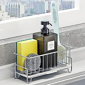 Kitchen Countertop Sponge Holder, SUS 304 Stainless Steel Dish SoapOrganizer, Basket for Cleaning and Scrub Tool, Kitchen Sink Brush Caddy Holder