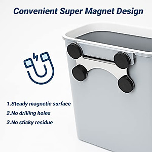 Skyflame Magnetic Hanging Trash Can, 2.1 Gallon Plastic Garbage Container, Multi-Function Grill Hanging BBQ Utensils Organizer Holder, Use for Kitchen/Bedroom/Bathroom/Camping/RV/Grills