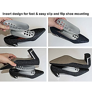 Lucore Home Shoe Stacker Space Saver Organizers for Small Sizes 2-6 - 8 Set Shoe Stack Holders Will Double Closet & Garage Shoe Rack Storage Space (Gray)