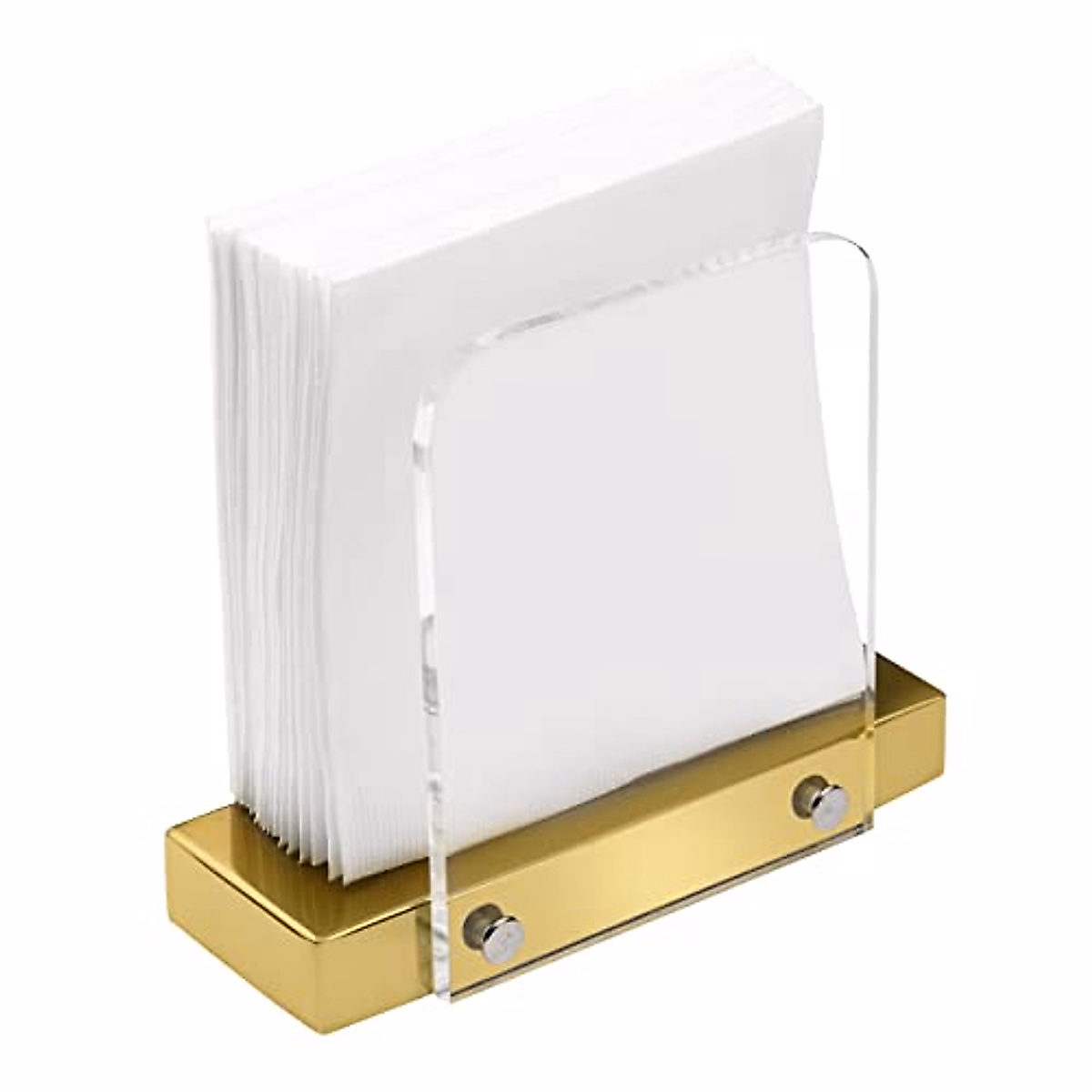 Modern Napkin Holder for Kitchen, Standing Napkin Holder for Tables, Clear Acrylic and Gold Steel Base Kitchen & Dining Room Decor