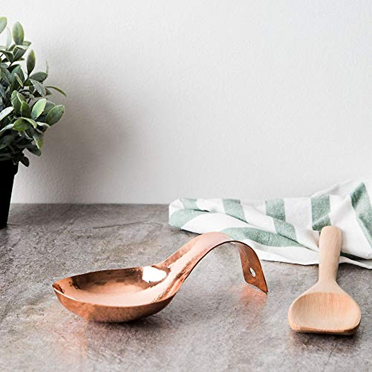 Home Essentials 79113-HE Unique Kitchen Hammered Copper Spoon Rest 7.5"L