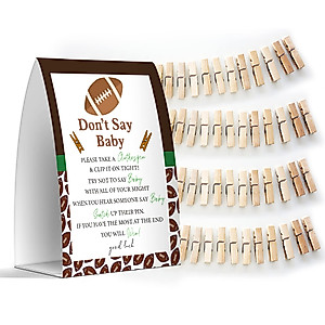 Don't Say Baby Set - One 5x7 Sign and 50 Mini Clothespins, Baby Shower Games, Baby Shower Decoration, Gender Neutral Baby Shower - MsJb031